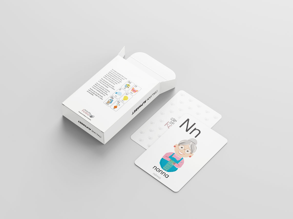 Italian Alphabet Flash Cards – Clever Little Koalas