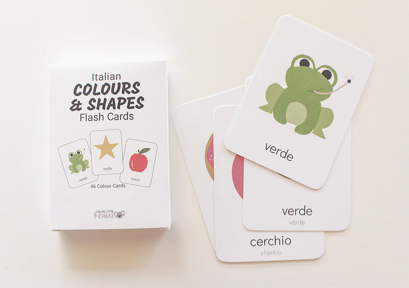Italian Colours and Shapes Flash Cards – Clever Little Koalas