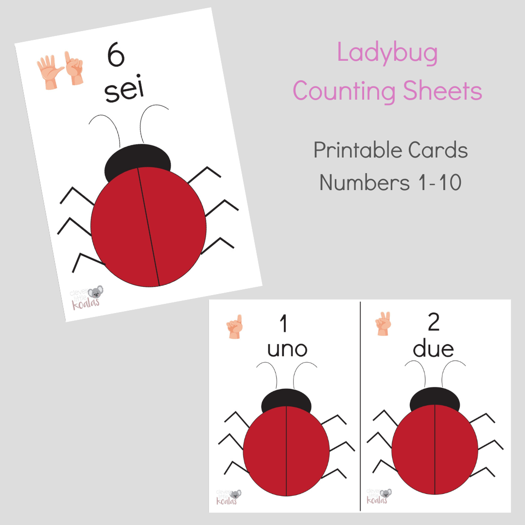 Greek and Italian Ladybug Counting Sheets – Clever Little Koalas