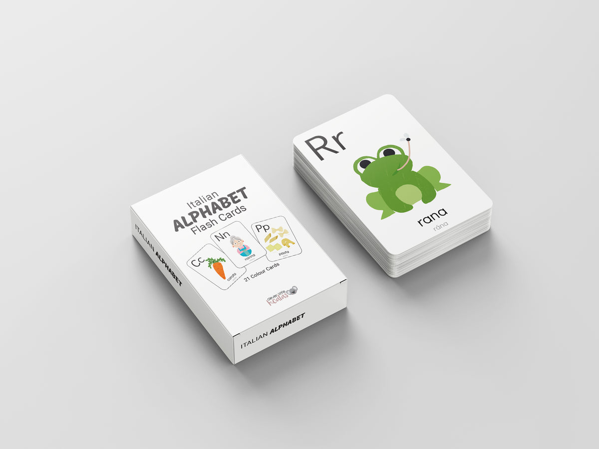 Italian Alphabet Flash Cards – Clever Little Koalas